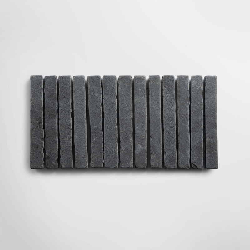 Black Soldier Course Tumbled Limestone Distressed Black Floor Tile