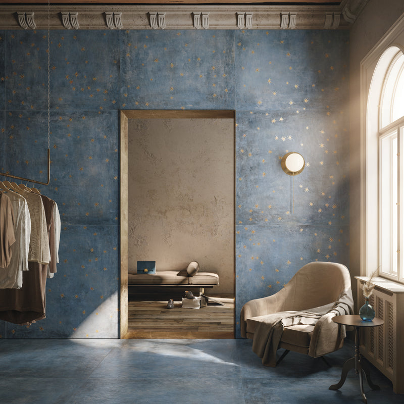 Blue & Gold Stars Night Sky Tiles - Floor & Wall Porcelain