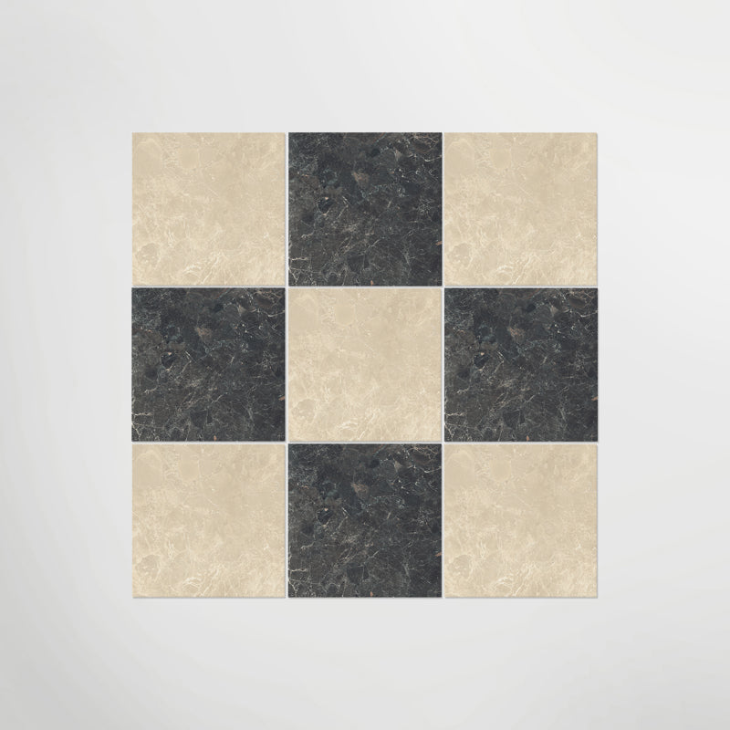 Black & Cream Chequered Effect Porcelain Anti Slip Tiles