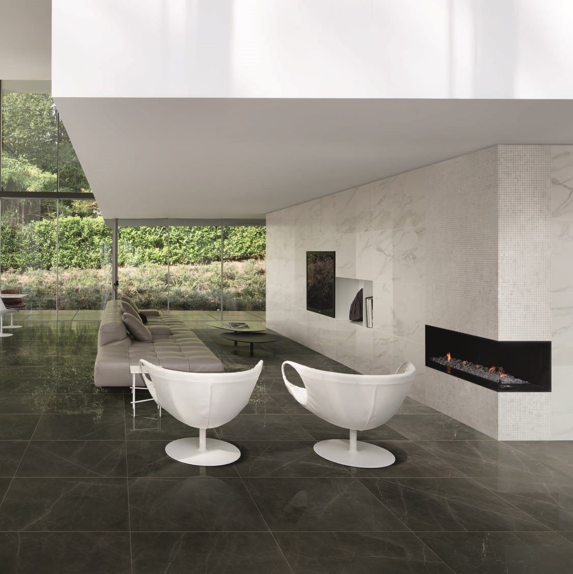 Graphite Grey Marble Effect Anti Slip R10 Italian Porcelain Tiles