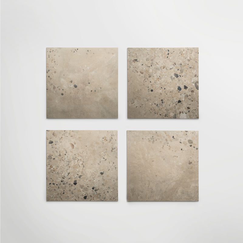 Sicilian Limestone Pebbles Textured Surface Porcelain Tiles