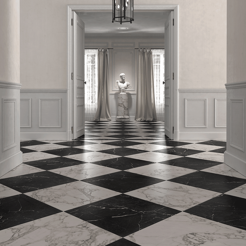 Chequerboard Tiles, Floor & Wall, Stone & Porcelain